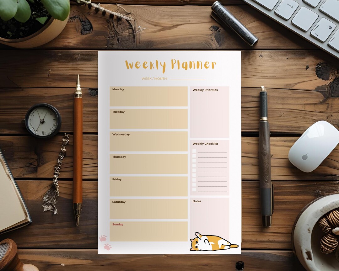 Weekly Planner Printable Weekly Planner Undated Weekly Planner PDF ...