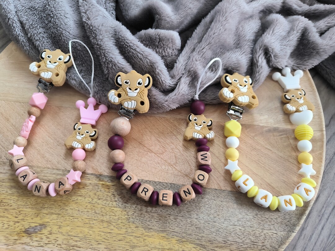 Personalized Pacifier Clip With Name Lion Simb Nala, Personalized ...