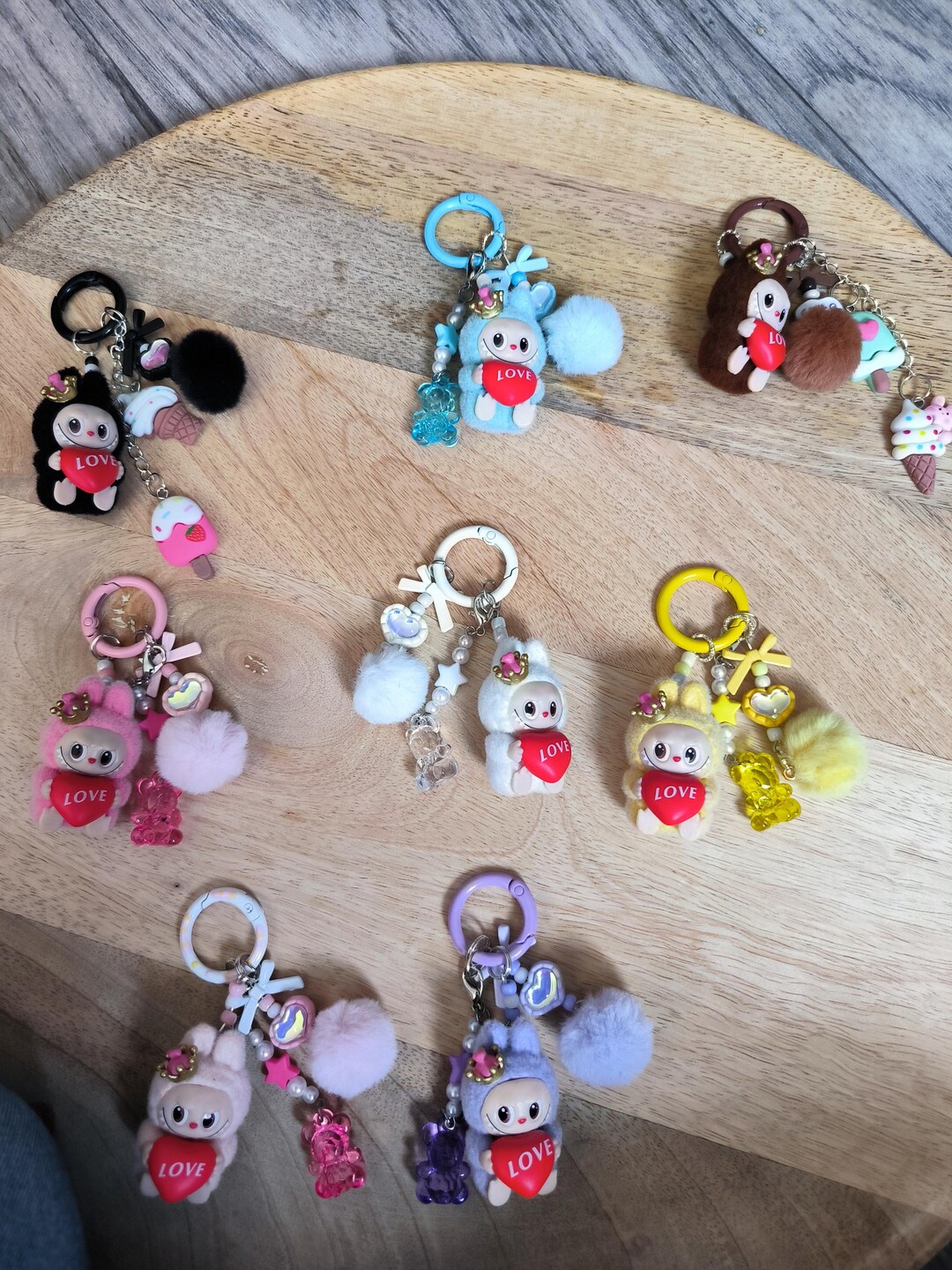Labubu King Love Cell Phone Keychain, Labubu Mini Kawaii Monster King ...