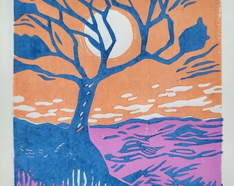 Magyar Posta Stamp | Linocut Print | Stamp Art | Hand Printed - Etsy