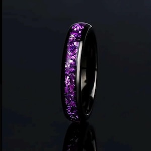 Purple Nebula Tungsten Ring Set: Cosmic Wedding Bands - Etsy