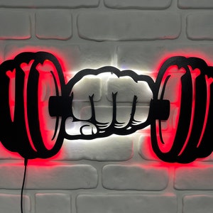 Dynamic Fitness Dumbbell LED Neon Sign, Gym Motivational Light Decor ...