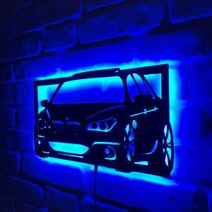 Sleek German Car Front LED Wall Art, Luxury Vehicle Night Light ...