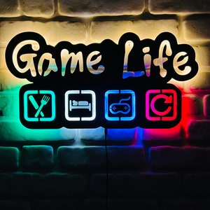 Game Life LED Sign, Vibrant Gamer Decor, Playful Gaming Room Light ...