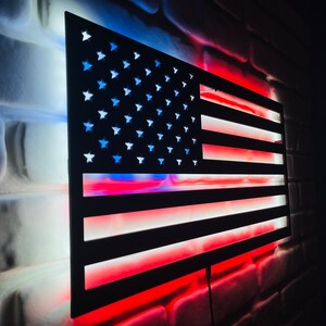 Patriotic American Flag LED Wall Art, USA National Emblem Light ...