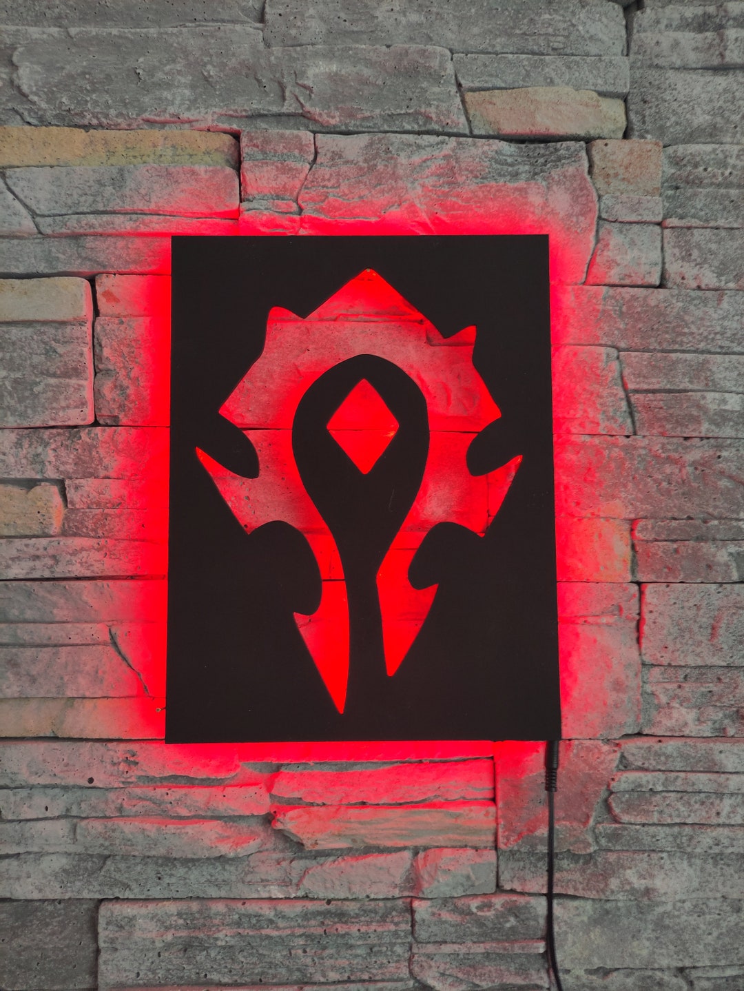 World of Warcraft Logo LED Sign, Epic Gaming Wall Light, Red Horde ...