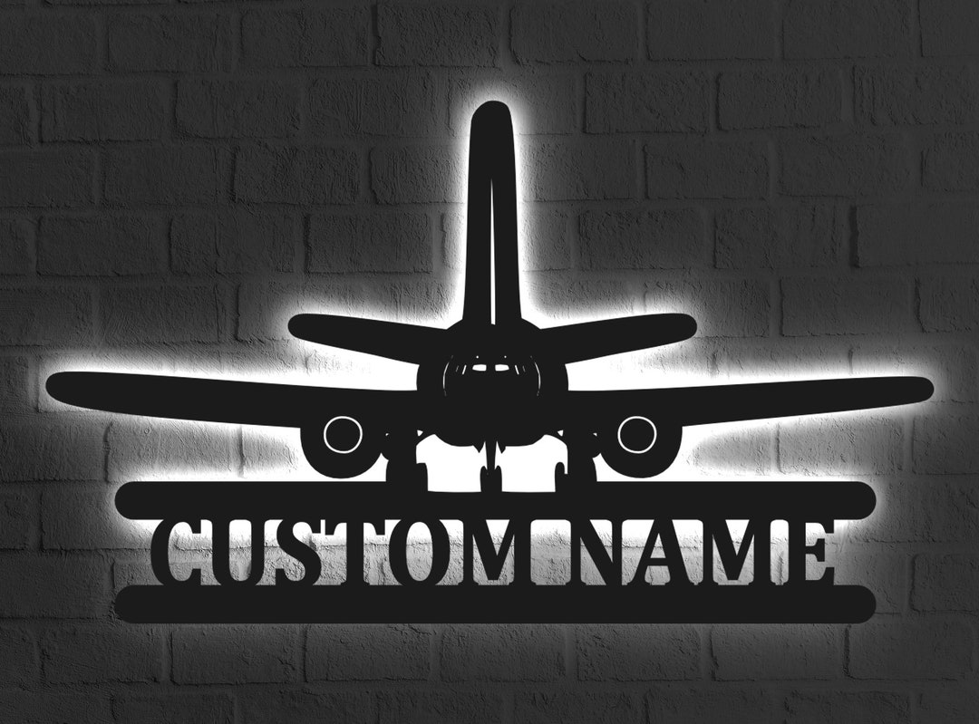 Personalized Airplane Led Sign Custom Pilot Name Sign Aircraft Hangar ...
