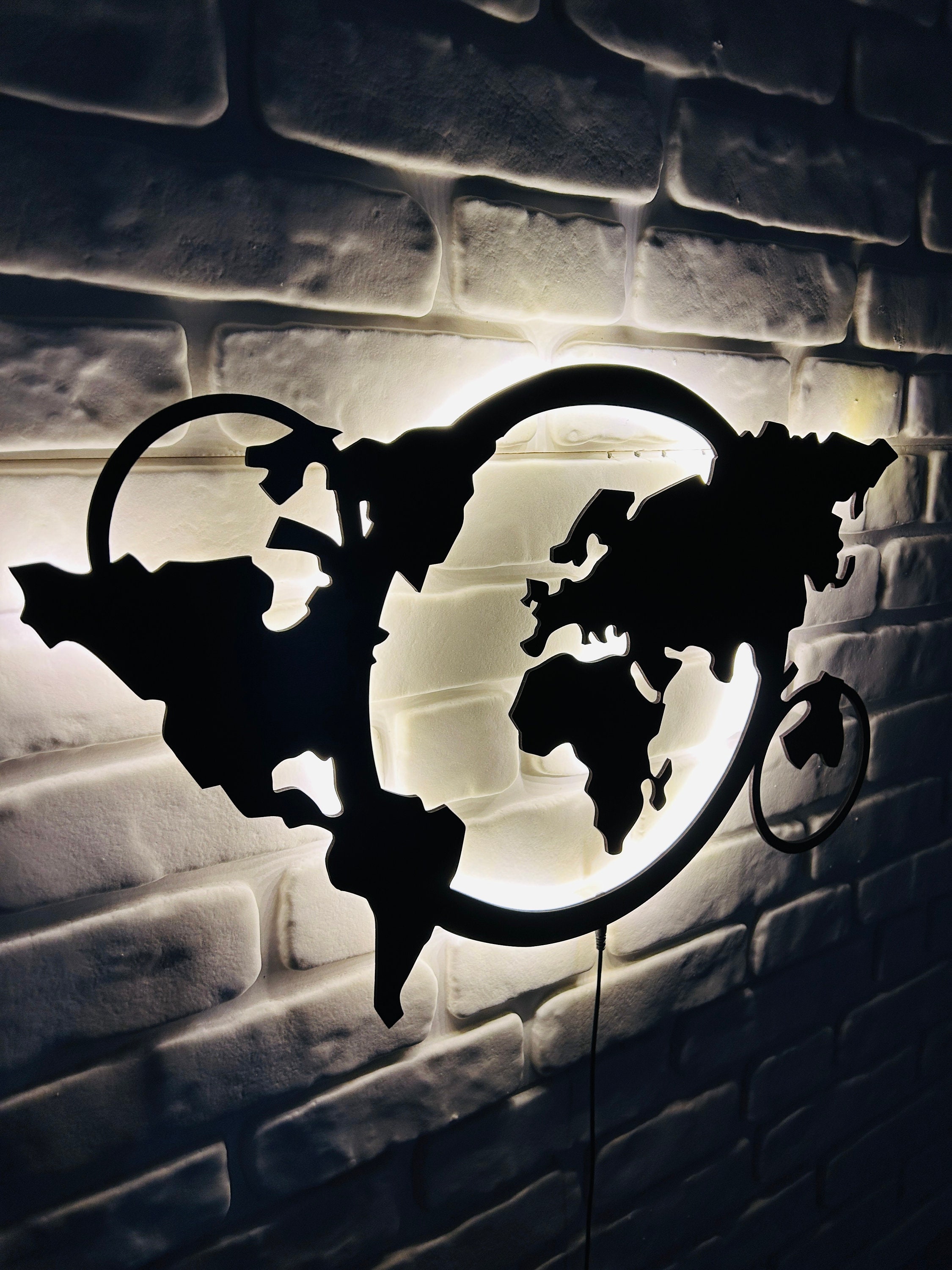 World Map Led Sign, World Neon Sign, Personalized Gift, Kids Room, Wall ...