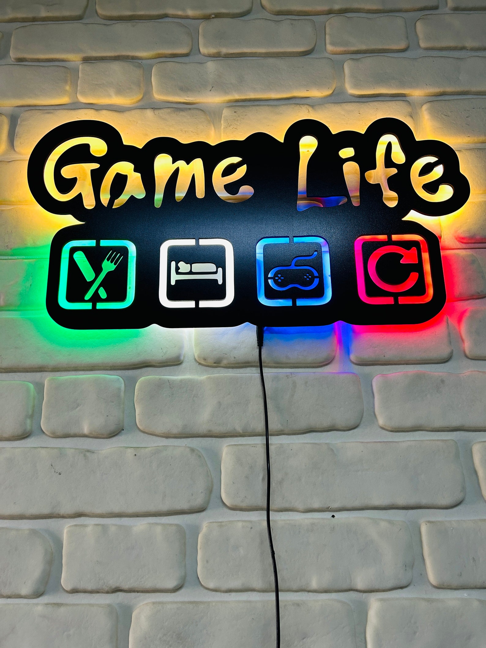 Game Life LED Sign, Vibrant Gamer Decor, Playful Gaming Room Light ...