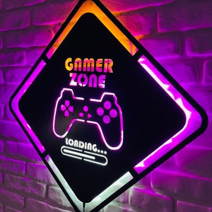 Gamer Zone Led Sign Gamer Room Led Sign Christmas Gift Wall Decor Home ...