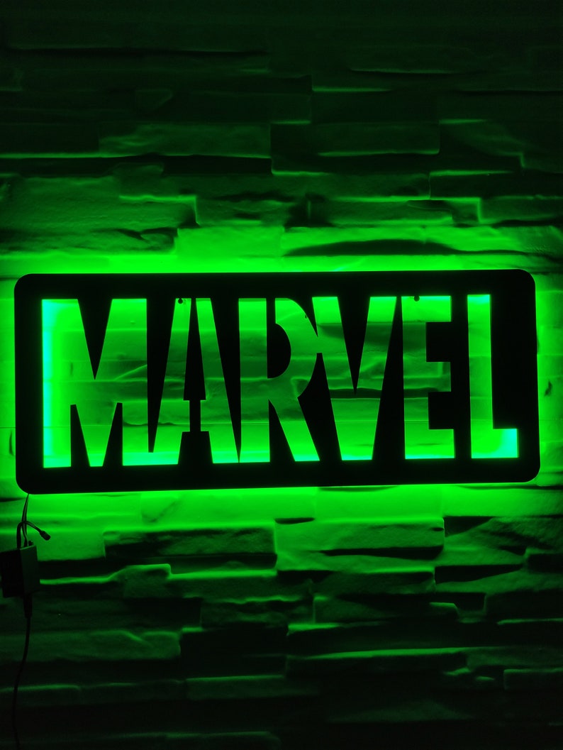 Marvel Heroic LED Neon Sign, Superhero Emblem Wall Light, Comic Book ...