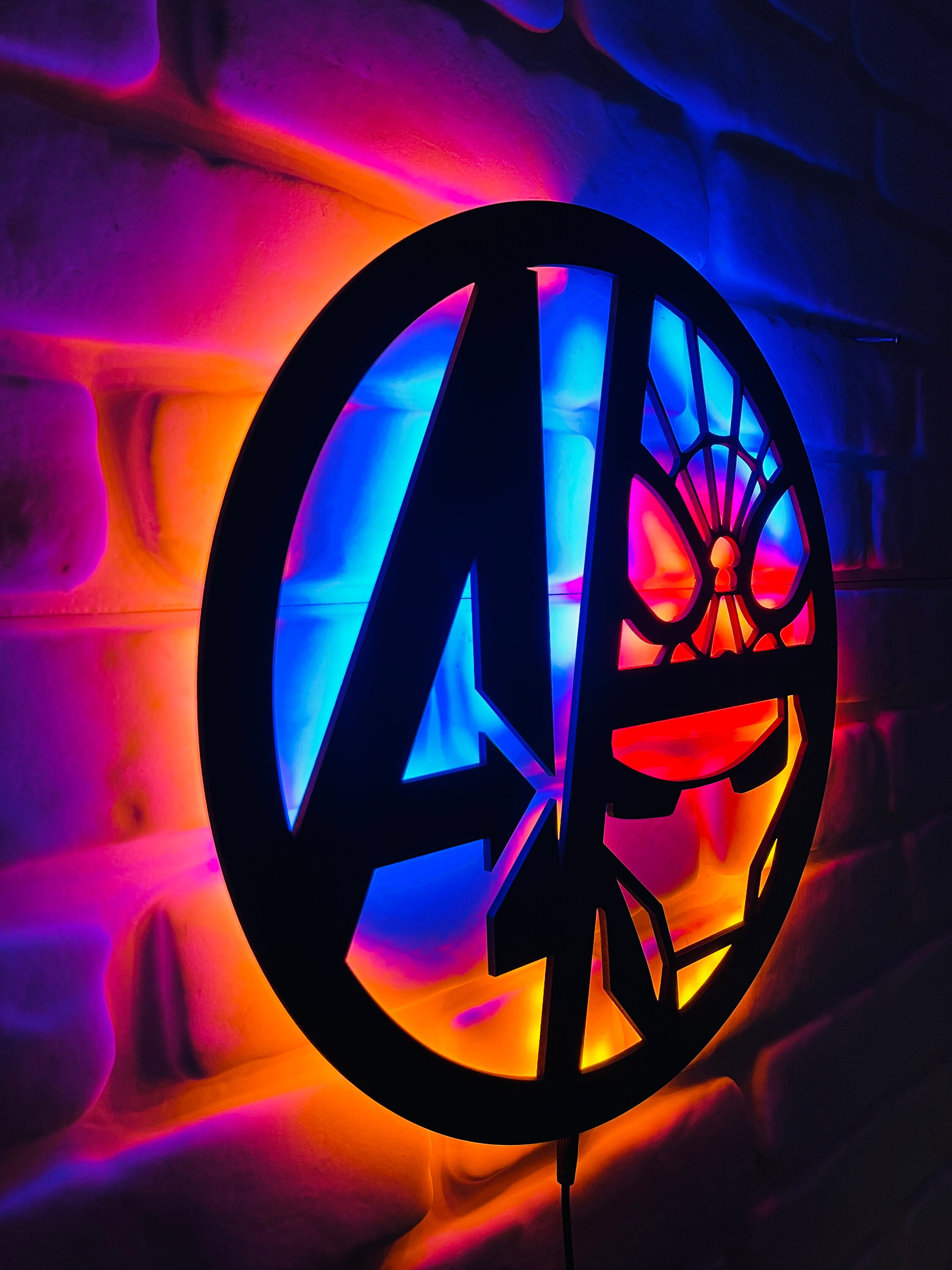 Avengers Logo LED Wall Light, Superhero Mood Lighting, Marvel Fan Room ...