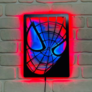 Spider-man LED Neon Sign, Superhero Wall Light, Marvel Comic Book ...