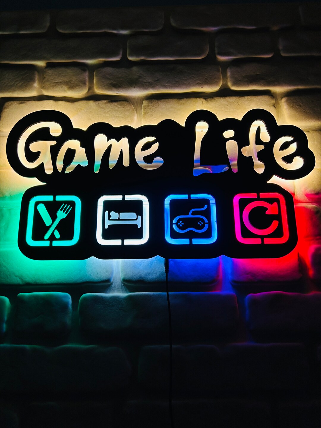 Game Life LED Sign, Vibrant Gamer Decor, Playful Gaming Room Light ...
