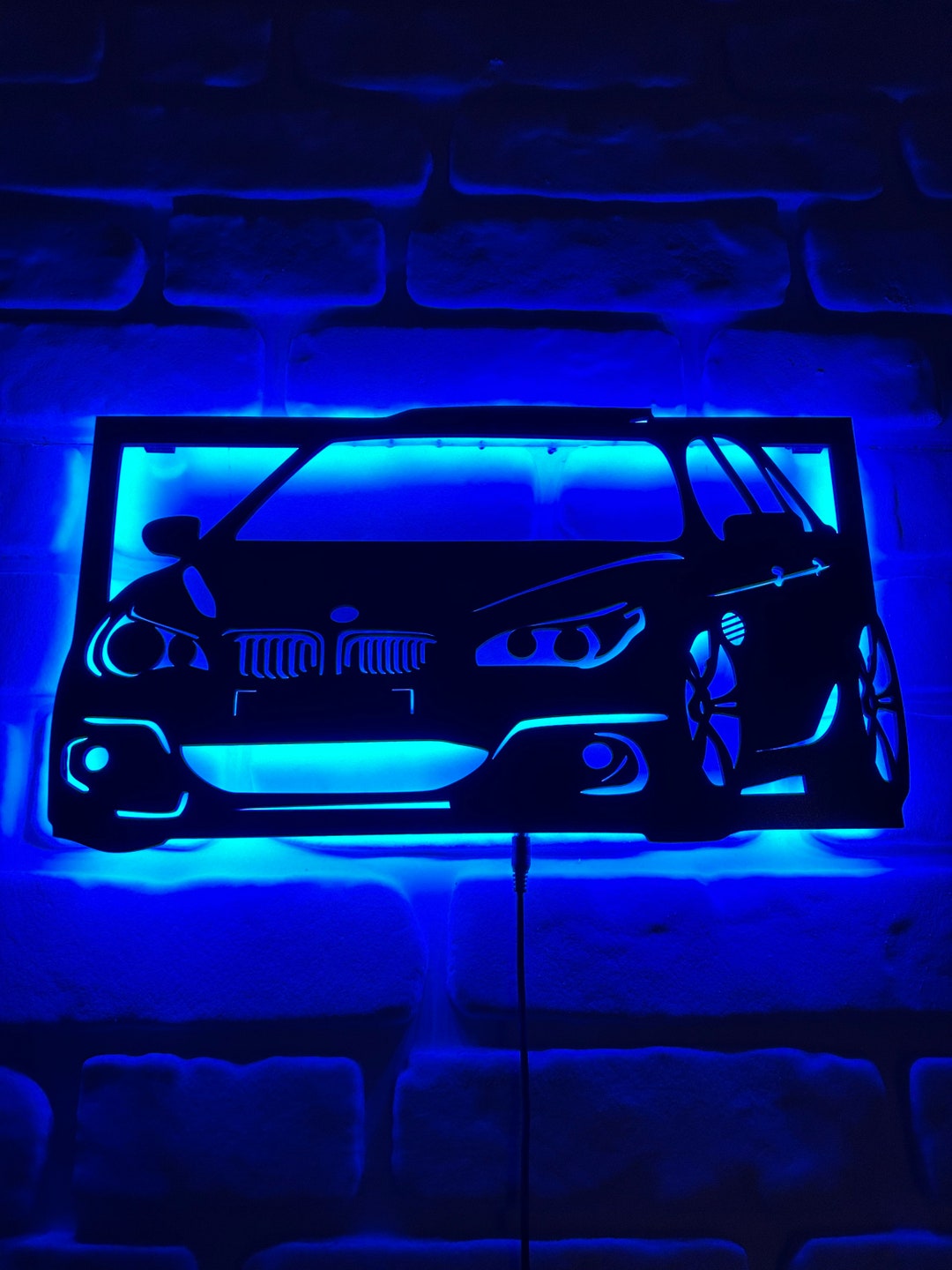Sleek German Car Front LED Wall Art, Luxury Vehicle Night Light ...