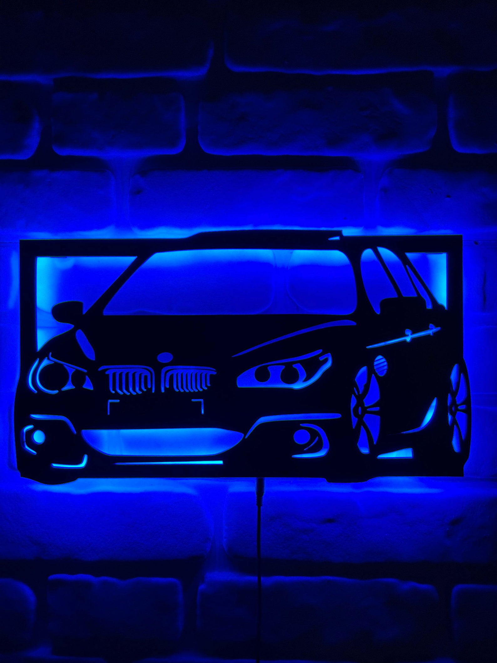 Sleek German Car Front LED Wall Art, Luxury Vehicle Night Light ...