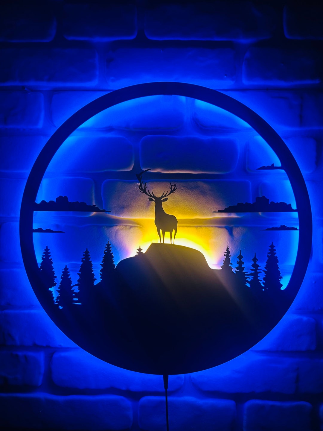 Serene Wilderness Deer LED Light, Enchanted Forest Nightlight, Blue ...