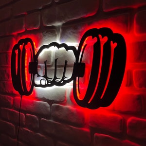 Dynamic Fitness Dumbbell LED Neon Sign, Gym Motivational Light Decor ...