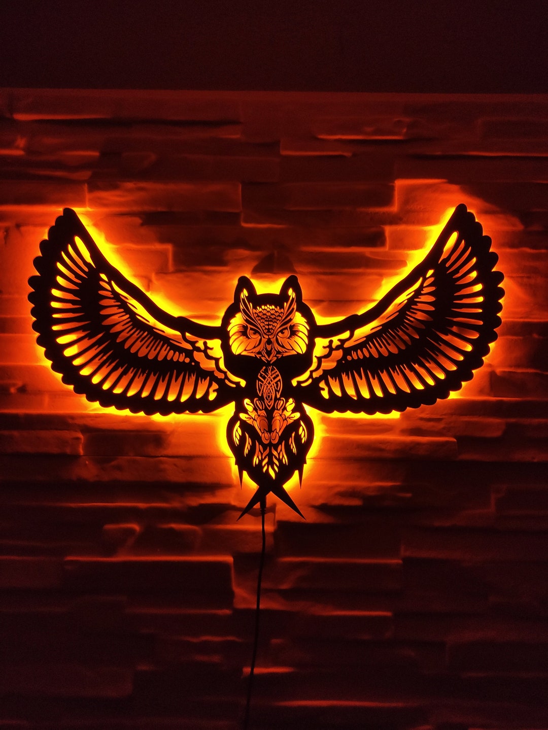 Majestic Owl Wall Light, Ambient LED Bird Silhouette, Artistic Night ...