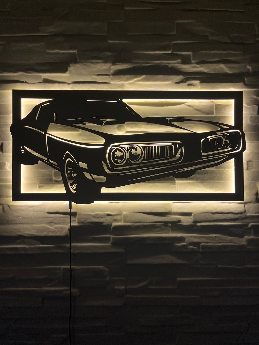 Classic Muscle Car LED Wall Light, Vintage Automobile Art, Man Cave ...