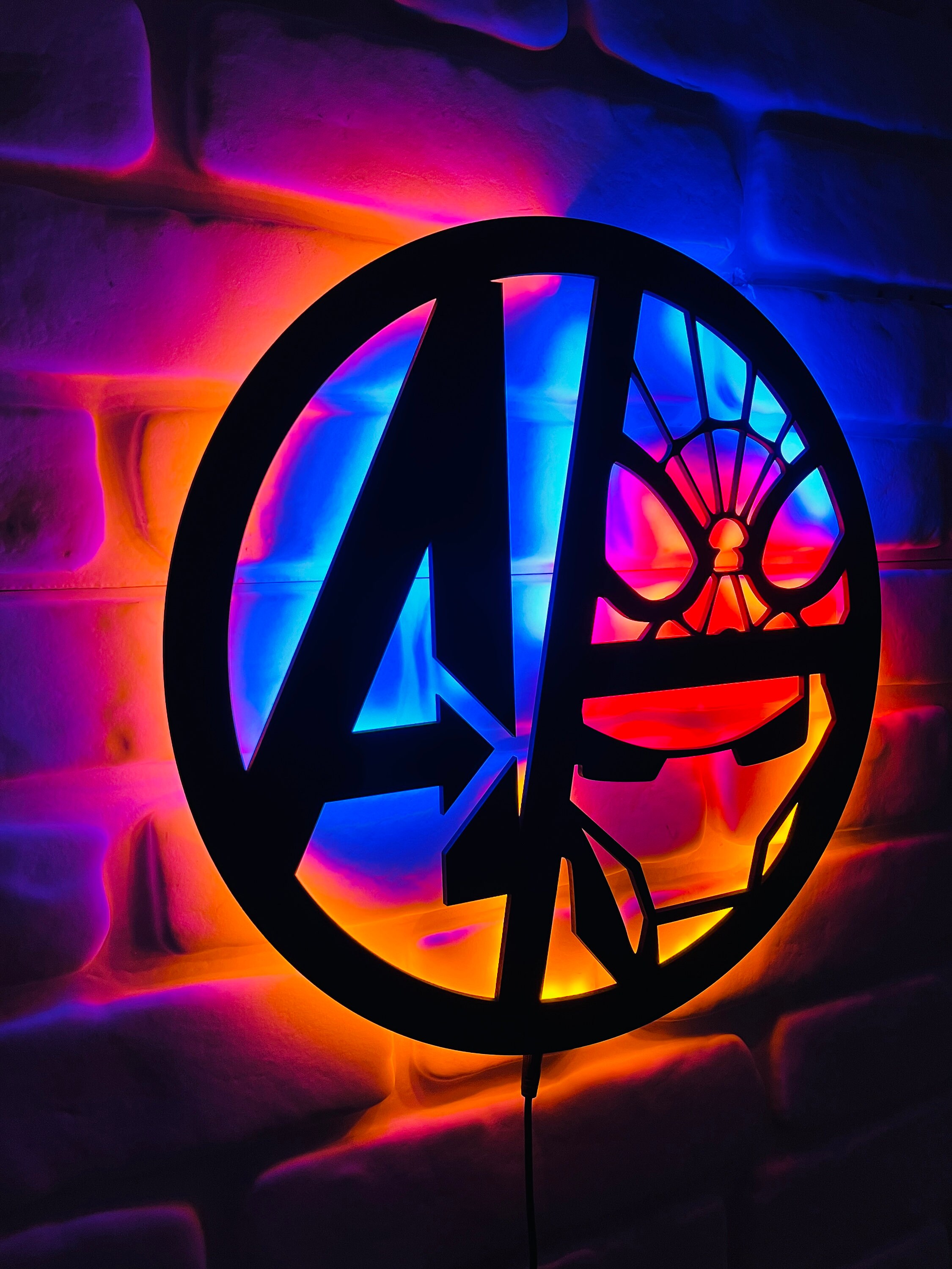 Avengers Logo LED Wall Light, Superhero Mood Lighting, Marvel Fan Room ...