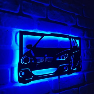 Sleek German Car Front LED Wall Art, Luxury Vehicle Night Light ...