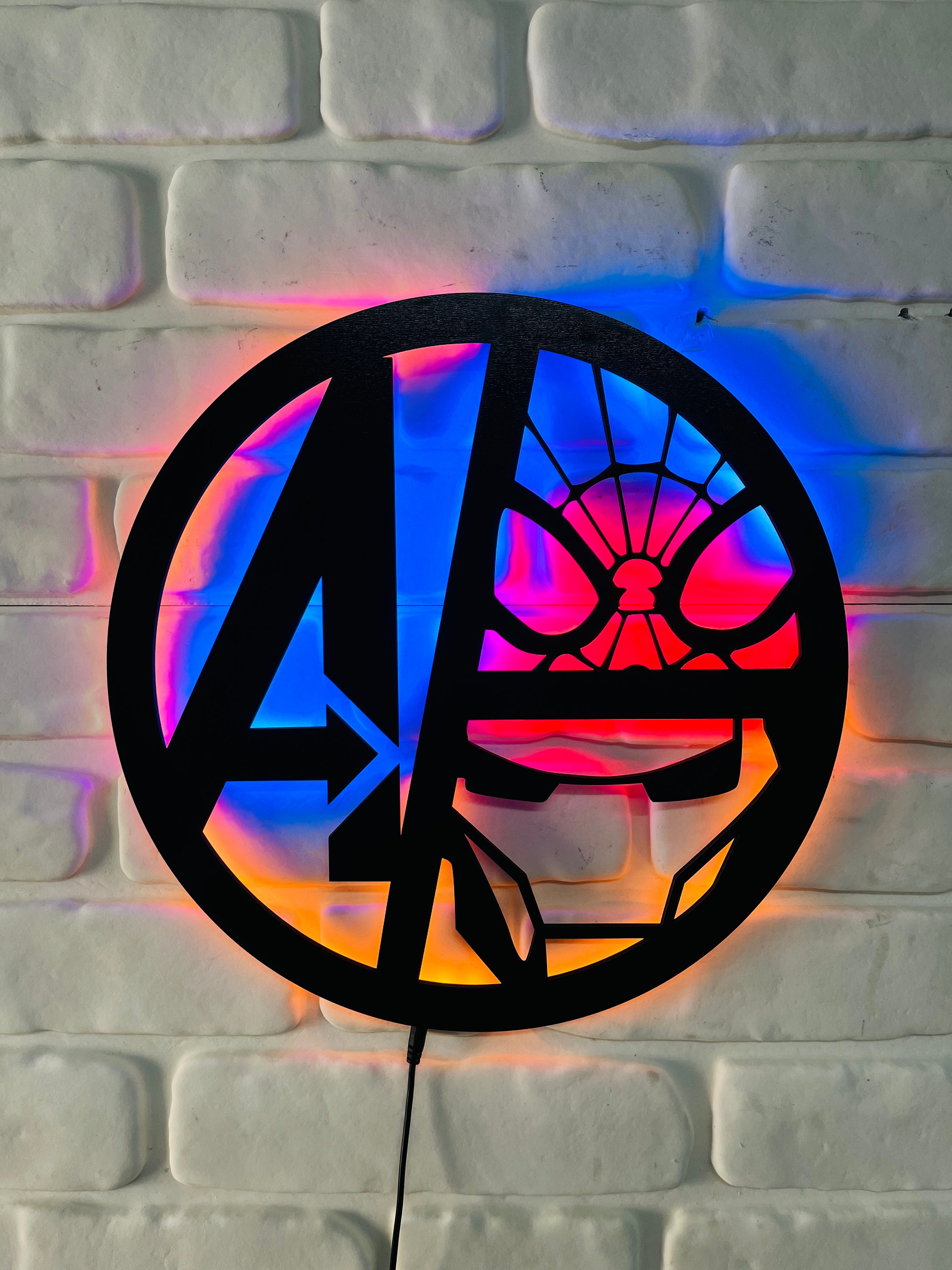 Avengers Logo LED Wall Light, Superhero Mood Lighting, Marvel Fan Room ...