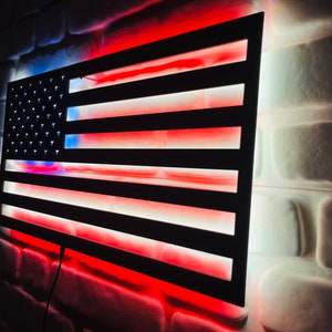 Patriotic American Flag LED Wall Art, USA National Emblem Light ...