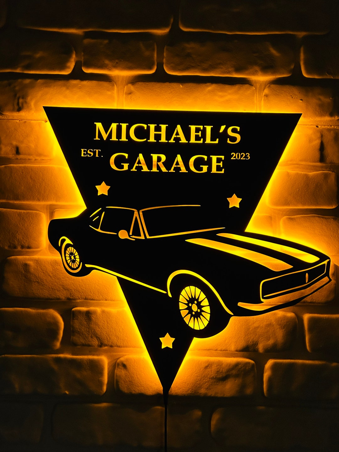 Custom Garage Car Led Sign, Wall Lighting Art, Neon Sign, Personalized ...