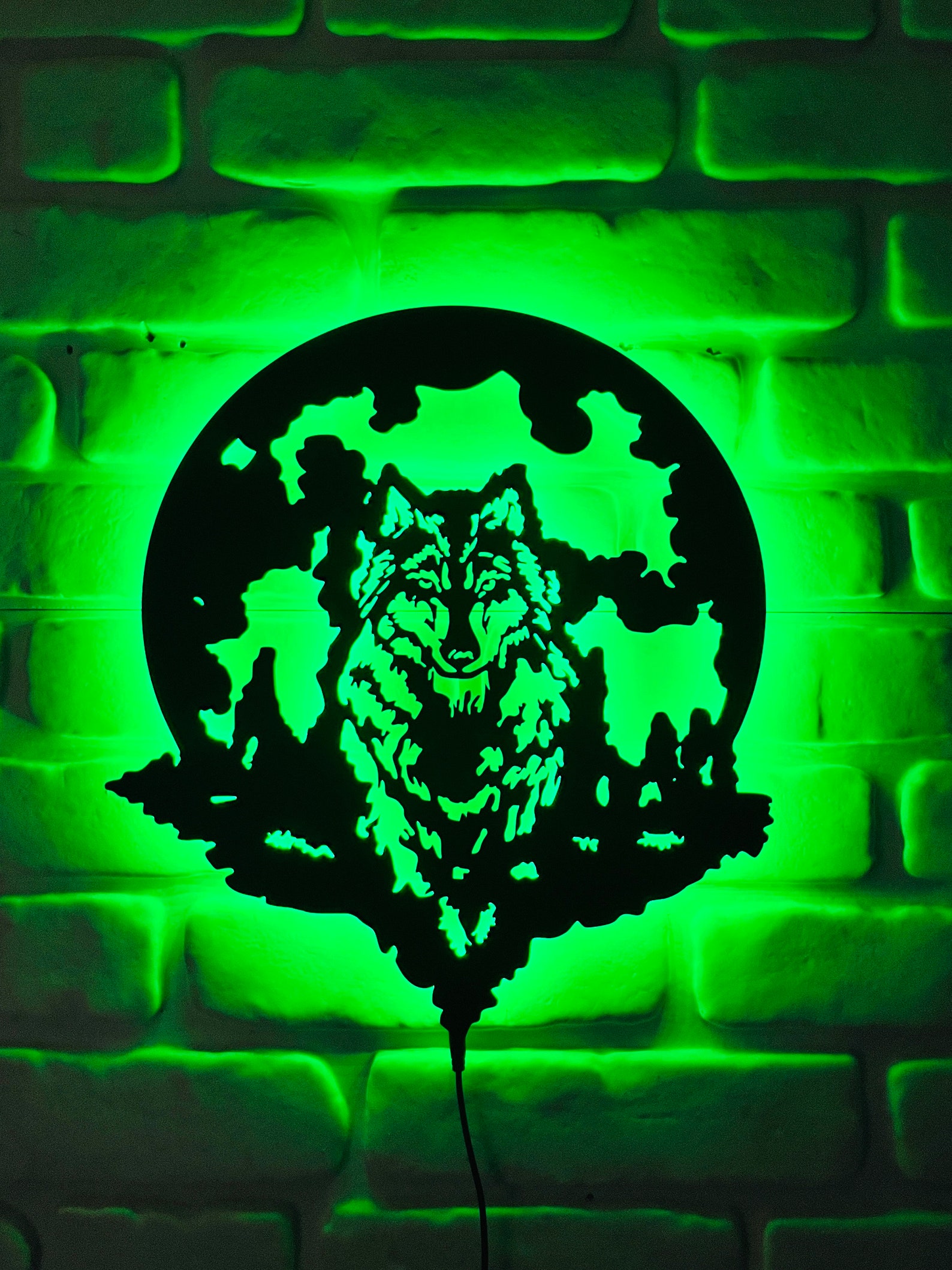 Mystical Wolf LED Wall Light, Colorful Wildlife Silhouette, Ambient ...
