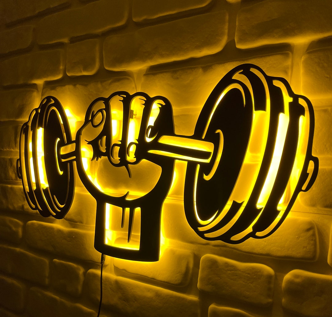 Dynamic Fitness Dumbbell LED Neon Sign, Gym Motivational Light Decor ...
