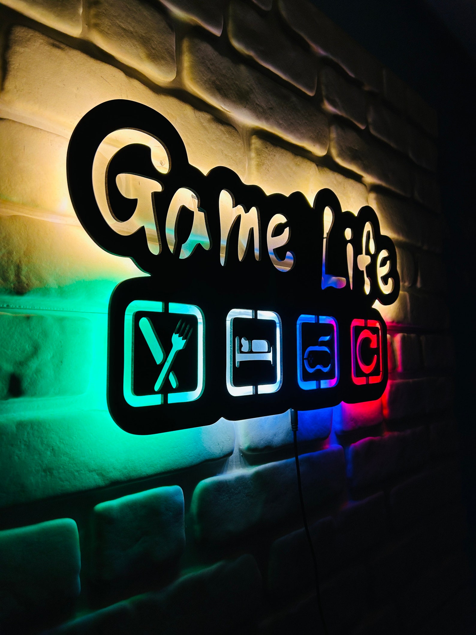 Game Life LED Sign, Vibrant Gamer Decor, Playful Gaming Room Light ...