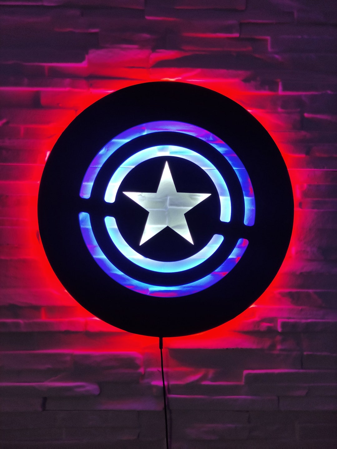 Captain America Shield LED Sign, Superhero Emblem Light, Marvel Fan ...