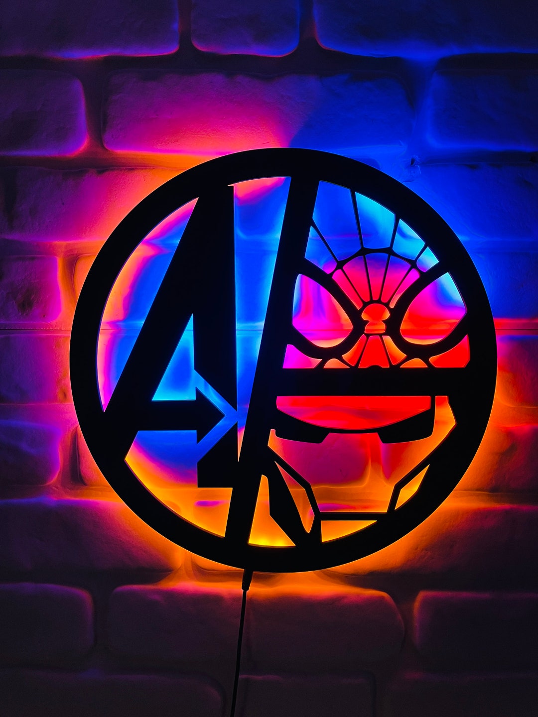 Avengers Logo LED Wall Light, Superhero Mood Lighting, Marvel Fan Room ...