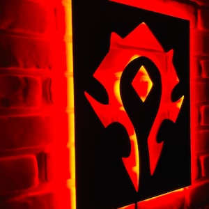 World of Warcraft Logo LED Sign, Epic Gaming Wall Light, Red Horde ...