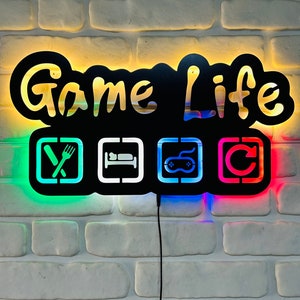 Eat Sleep Game Replay Personalized Gift and Custom Led Sign, Video Game ...