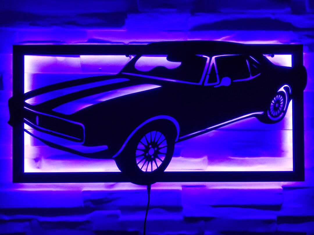 Classic Muscle Car LED Wall Light, Vintage Automobile Art, Man Cave ...