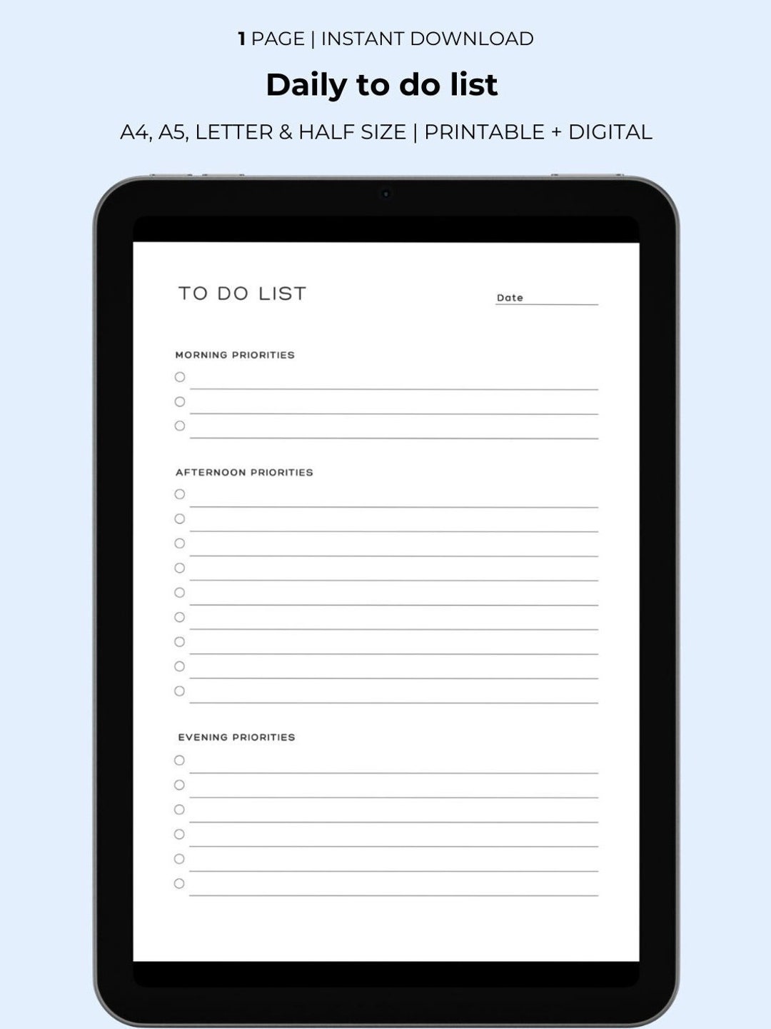 Daily to Do List Printable Digital Template for Goodnotes & iPad - Etsy
