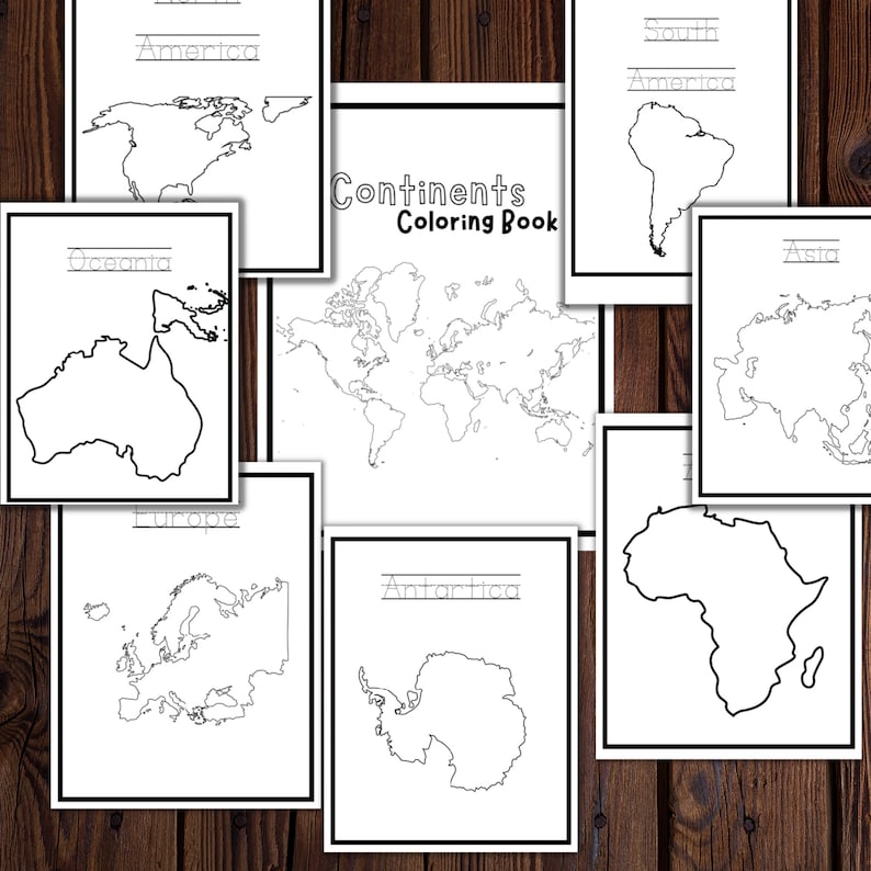 Continents Puzzle Printable, World Map Puzzle, 3 Part Cards Continents ...