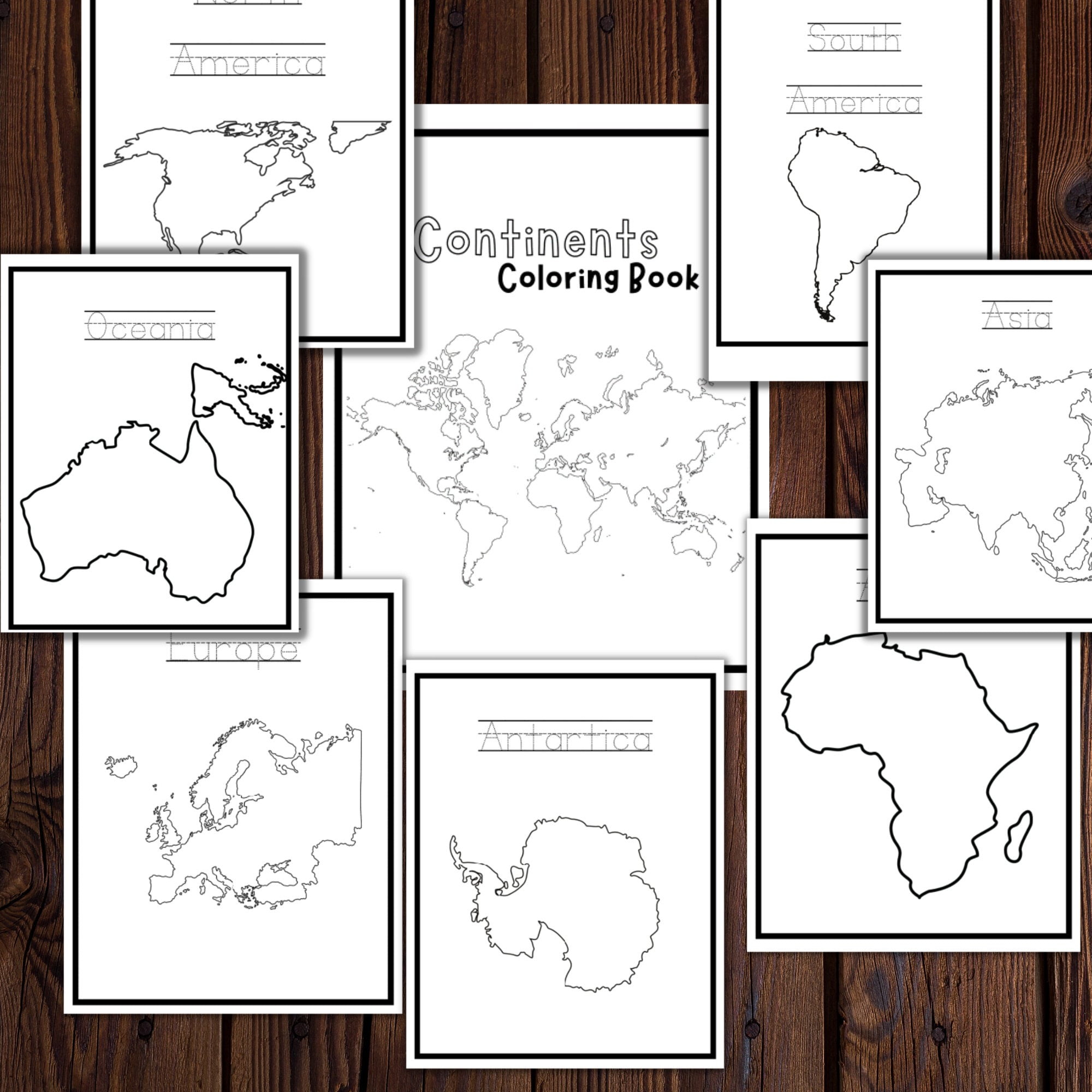 Continents Puzzle Printable, World Map Puzzle, 3 Part Cards Continents ...
