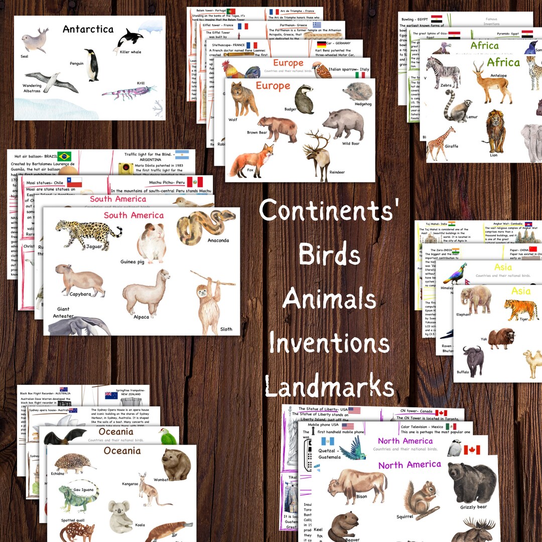 Continents Unit Printable, Continents Landmarks, Continents Birds ...