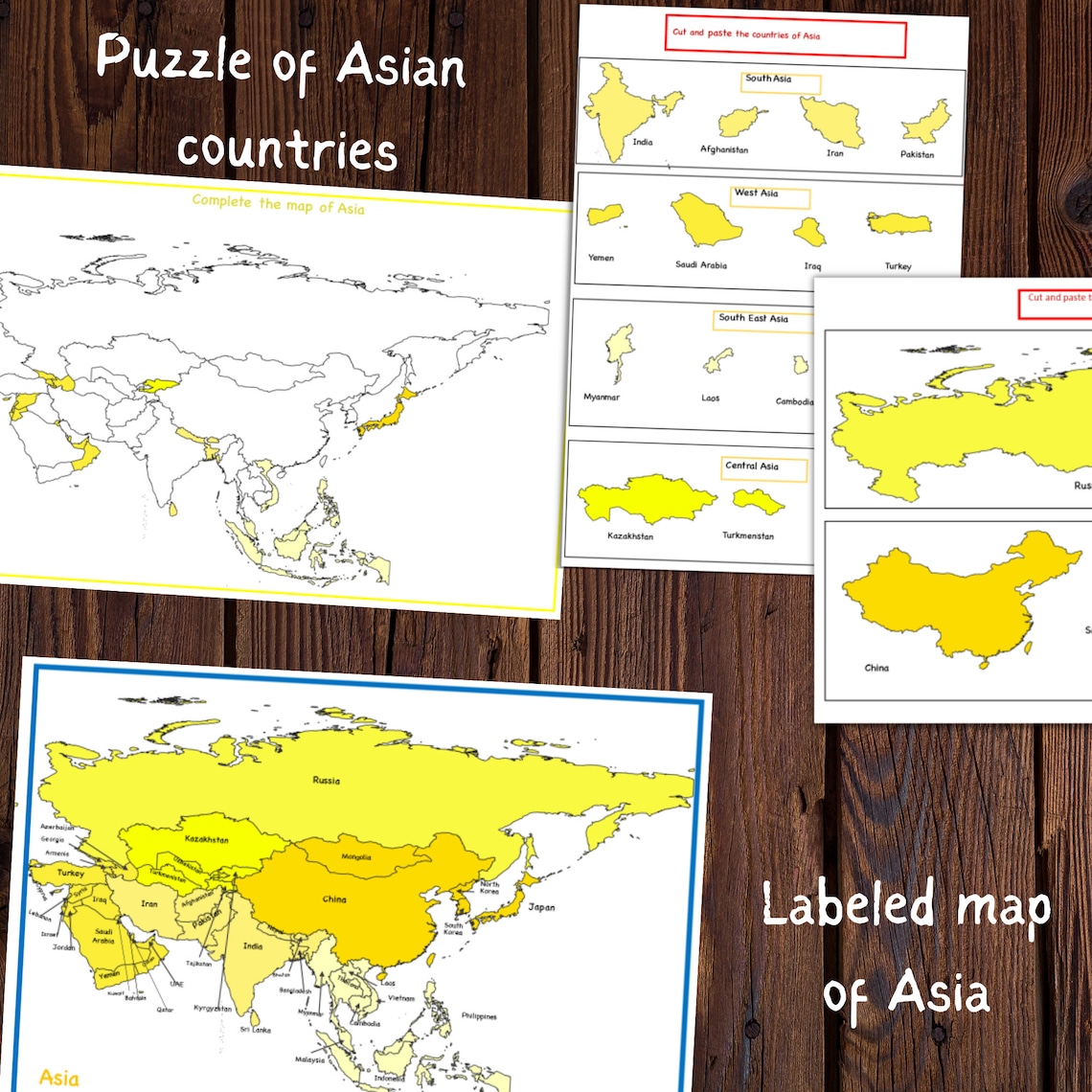 Asia Unit Printable, Asia Puzzle, Asia 3 Part Cards, Asia Landmarks ...