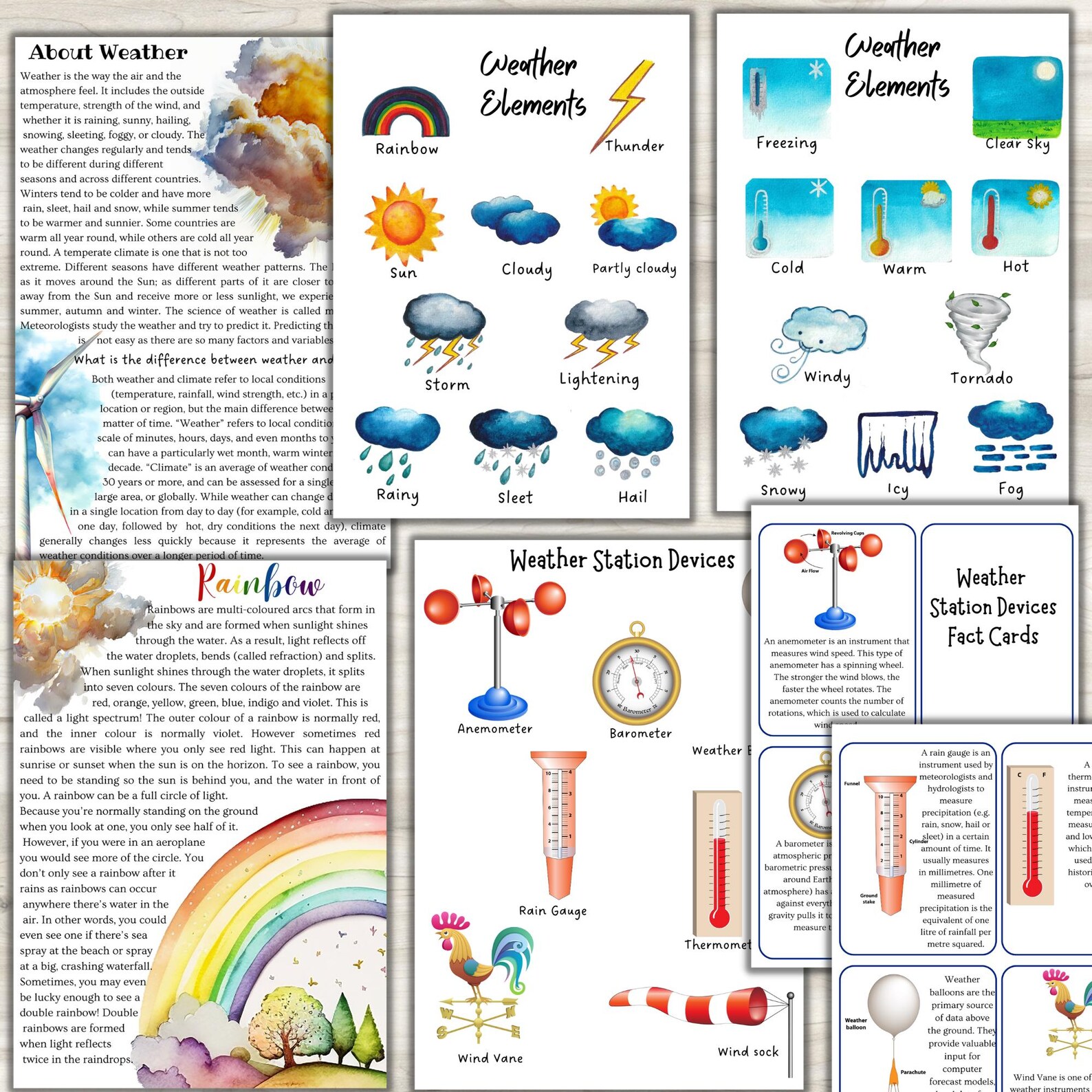 Weather Bundle, Weather Elements, Clouds Unit, Rainbow Unit ...