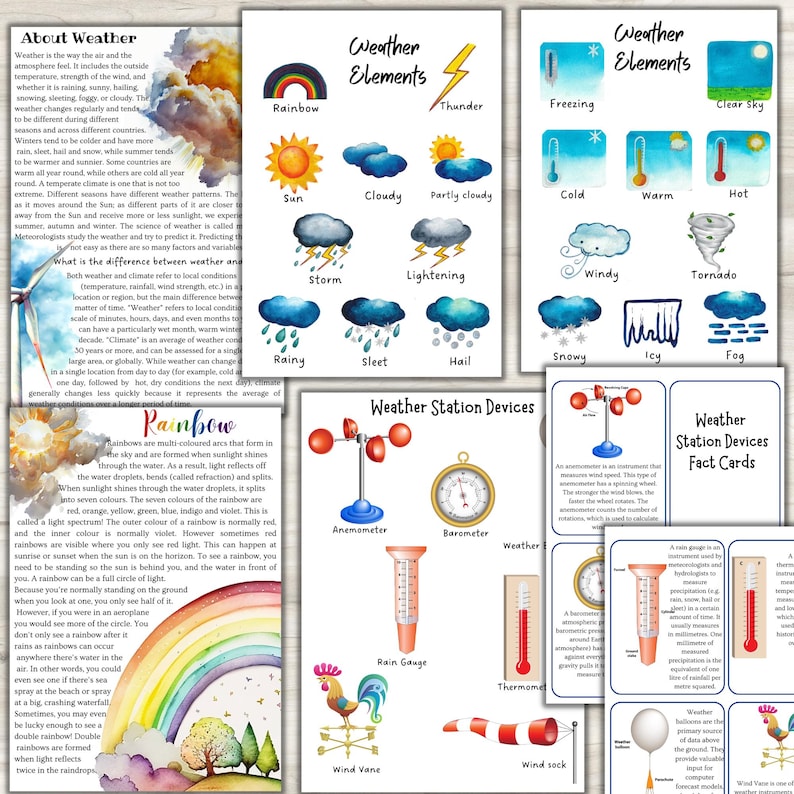 Weather Bundle, Weather Elements, Clouds Unit, Rainbow Unit ...