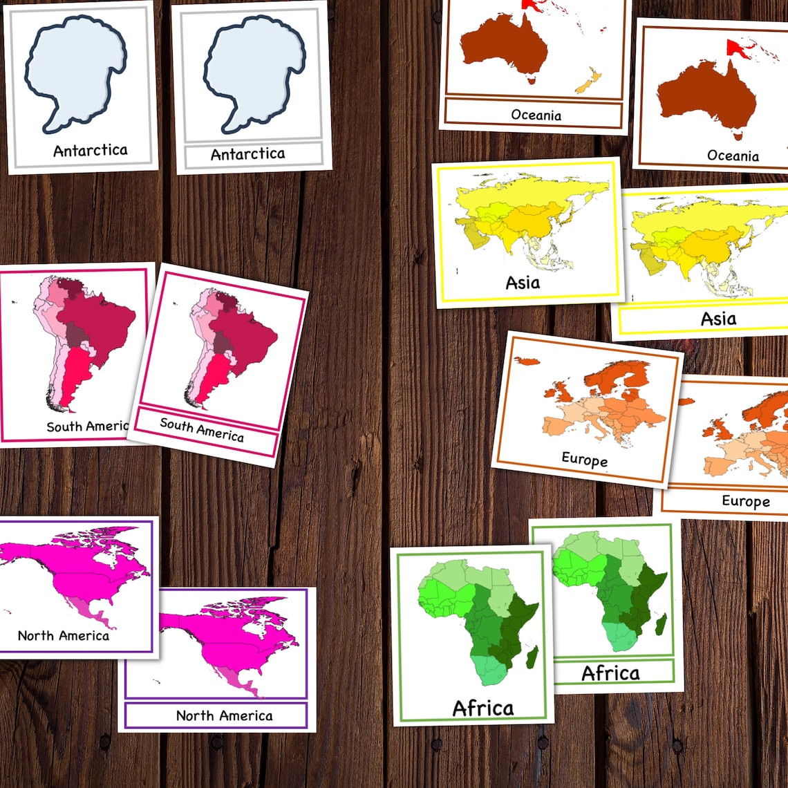 Continents Puzzle Printable, World Map Puzzle, 3 Part Cards Continents ...