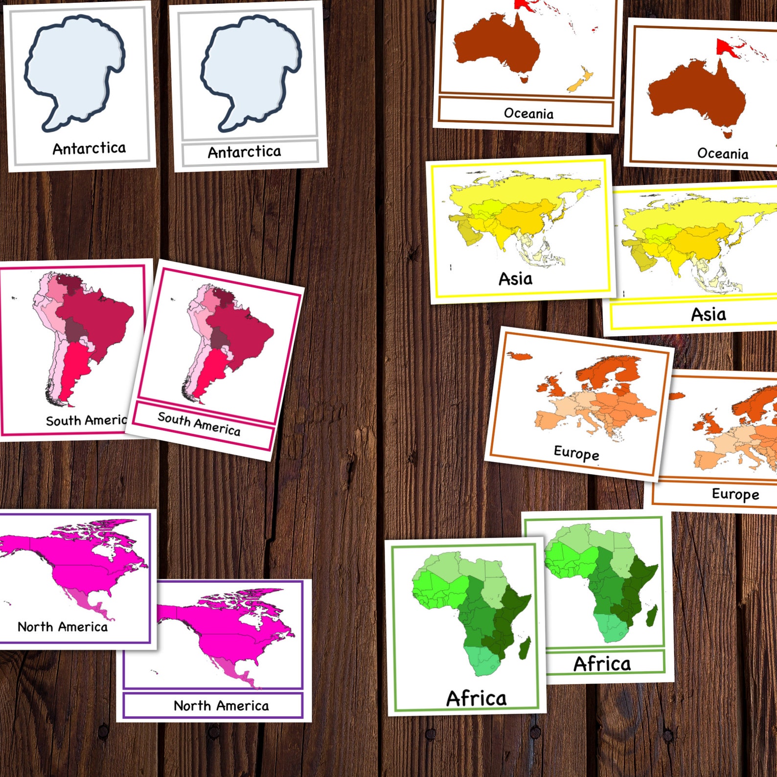 Continents Puzzle Printable, World Map Puzzle, 3 Part Cards Continents ...