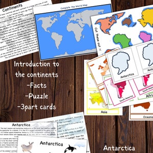 Continents Unit Study, World Map Printable Puzzle, Africa Unit, Flags ...