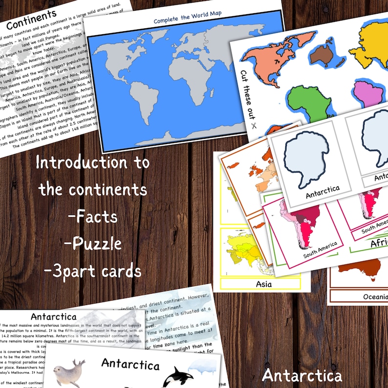 Continents Unit Study World Map Printable Puzzle Africa - Etsy Canada