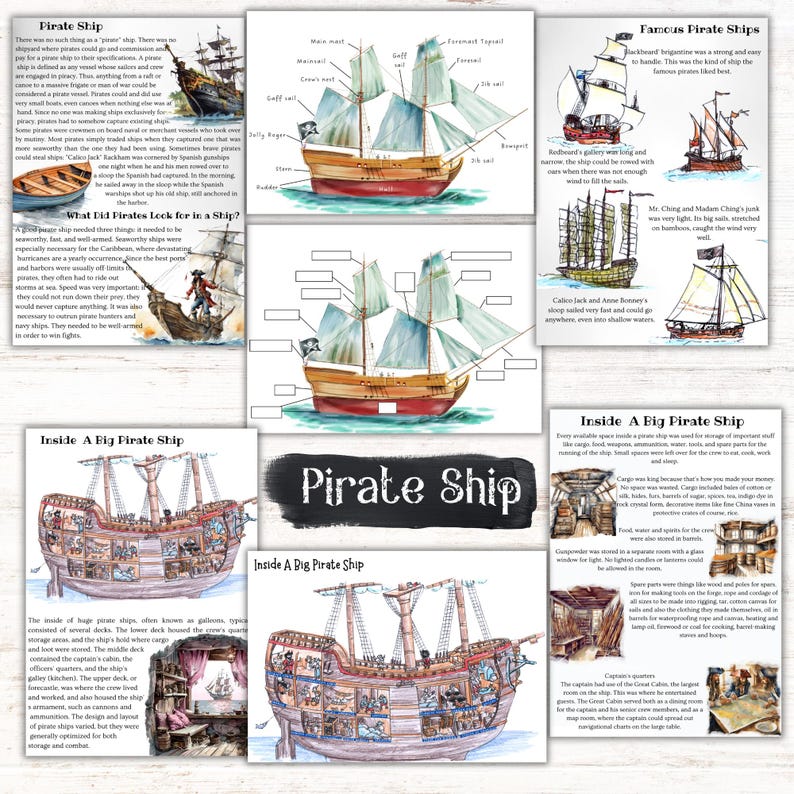 Pirates Unit Study, Pirates Printable, Pirates Activities Sheets, Age ...