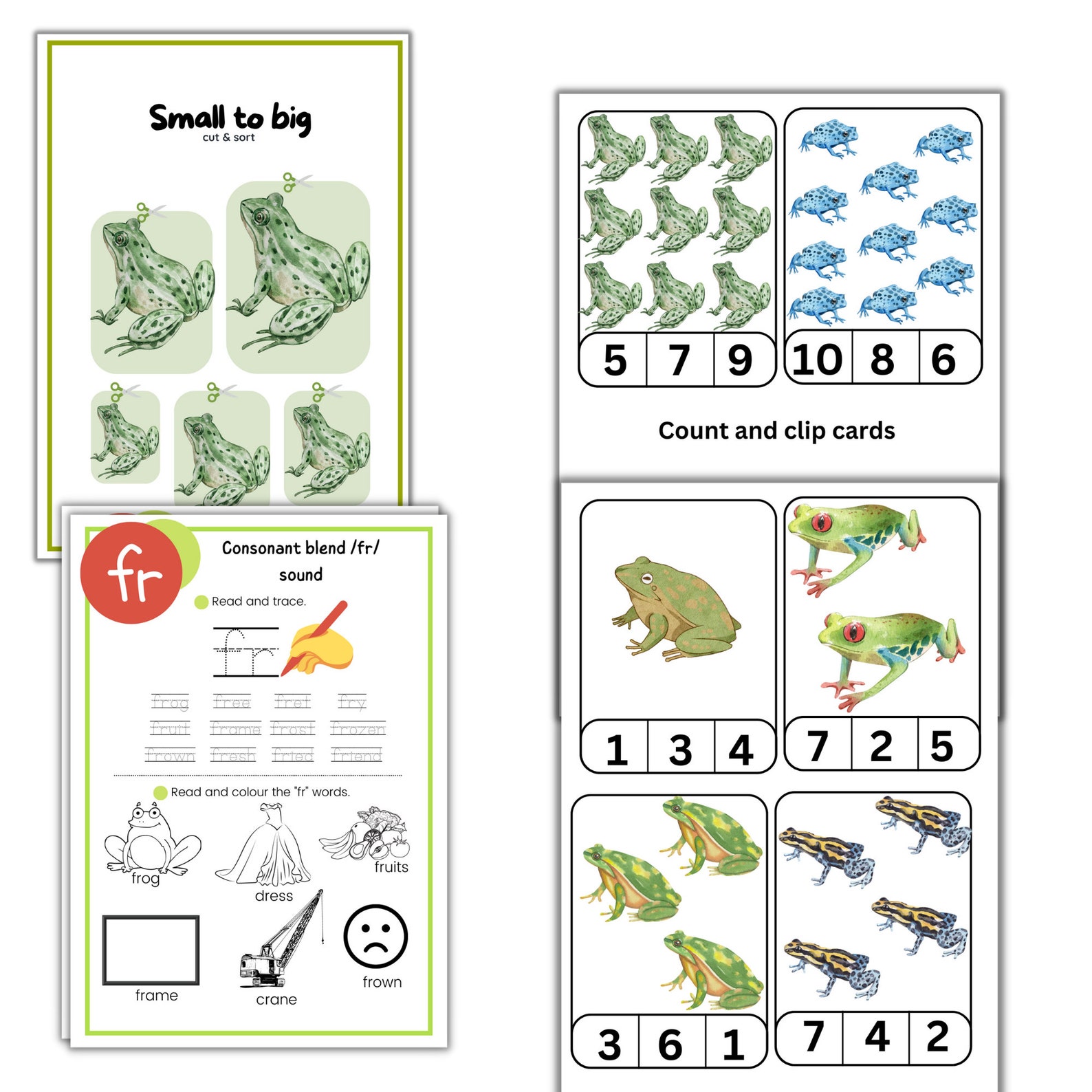 Frog Unit Study, Frog 3 Part Cards, Frog Printable Puzzle, Amphibian ...